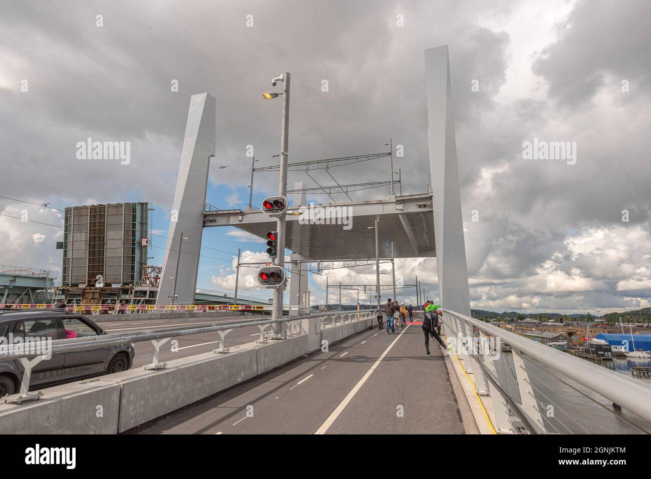 Gothenburg, Sweden - August 16 2021: Bridge opening at lift bridge ...