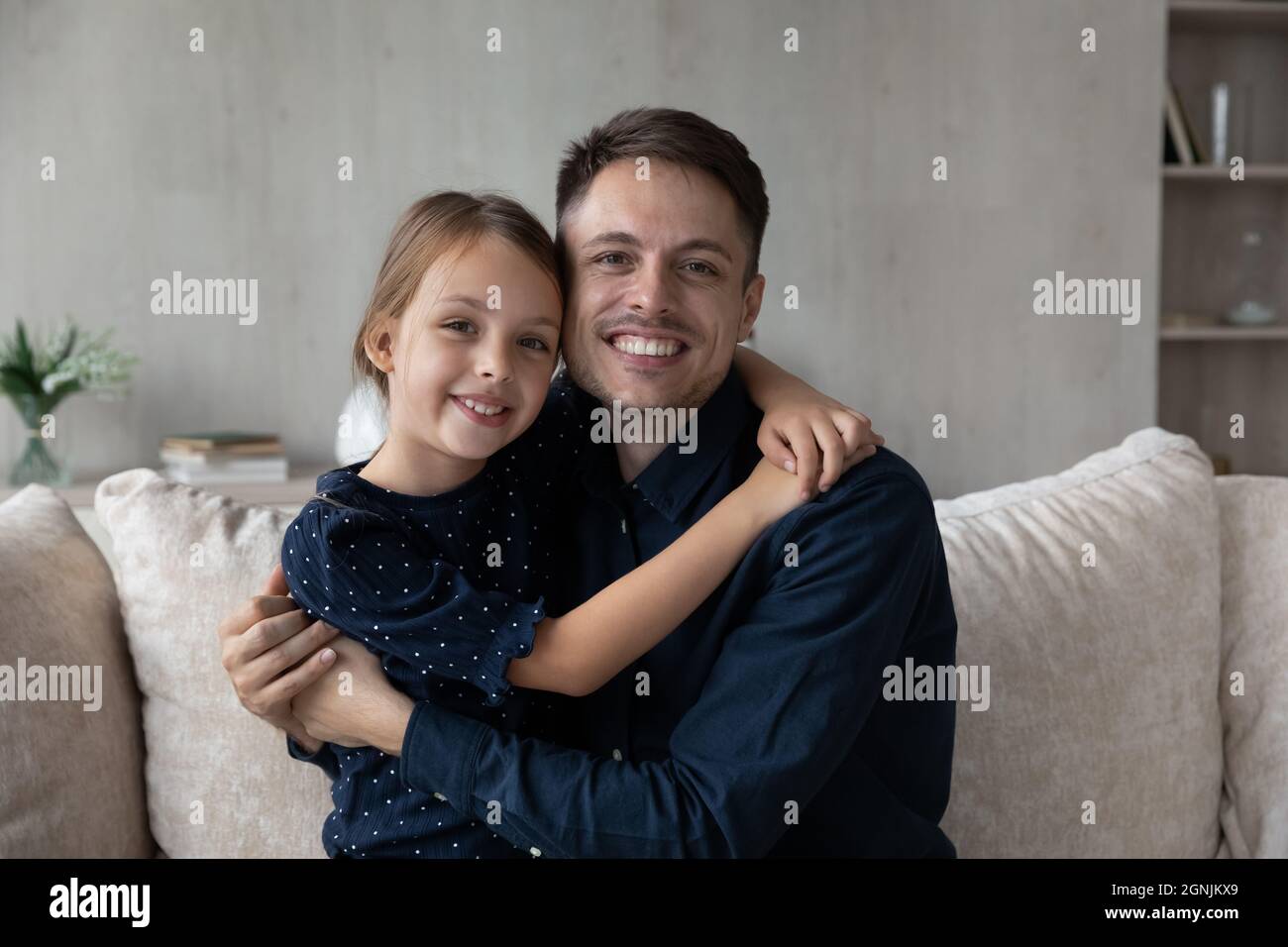 Portrait of affectionate happy two generations family Stock Photo - Alamy
