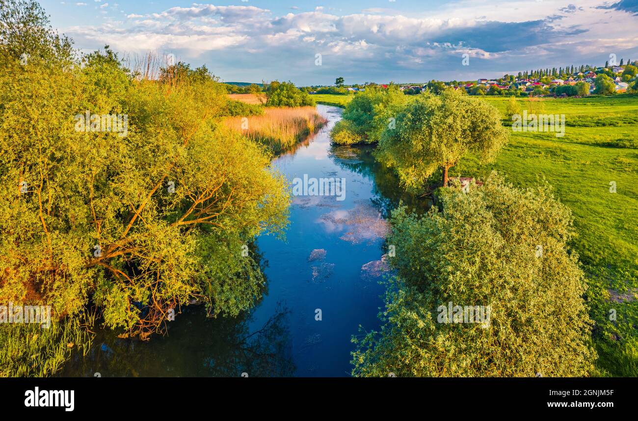 Wonderful morning scene on Seret river, Ternopil region, Ukraine ...