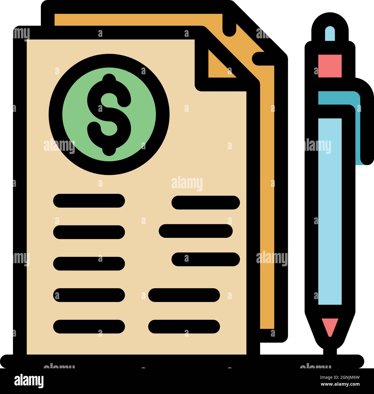 Trader documents icon. Outline trader documents vector icon color flat isolated Stock Vector ...