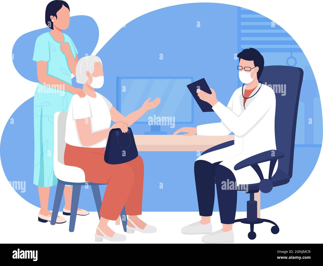 Doctor consultation 2D vector isolated illustration Stock Vector Image ...