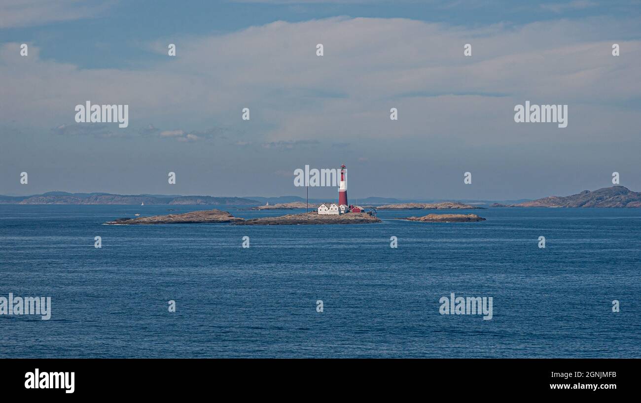 Faerder, Norway - June 30 2006: Færder lighthouse in the Oslo fjord was ...