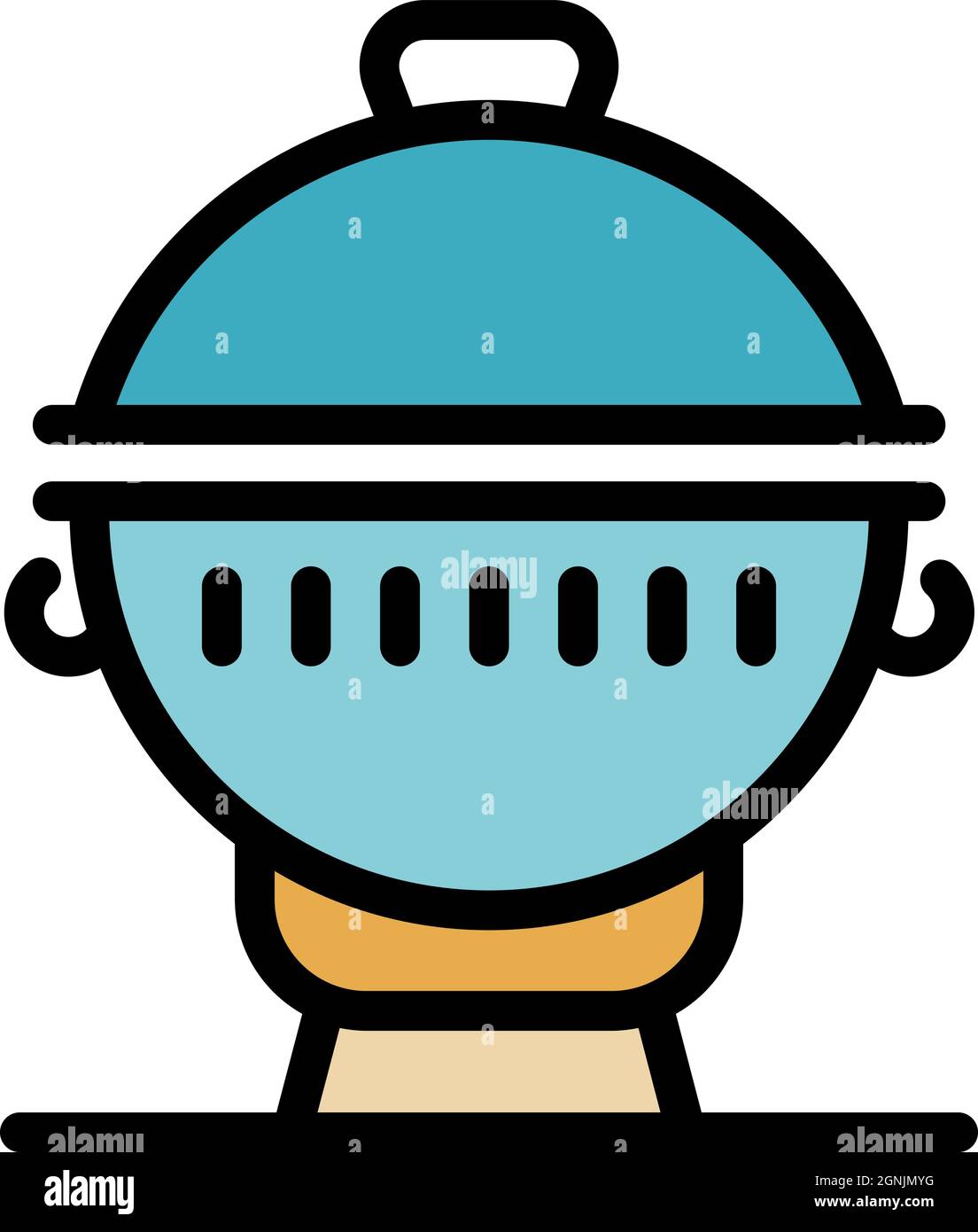 Round brazier icon. Outline round brazier vector icon color flat ...