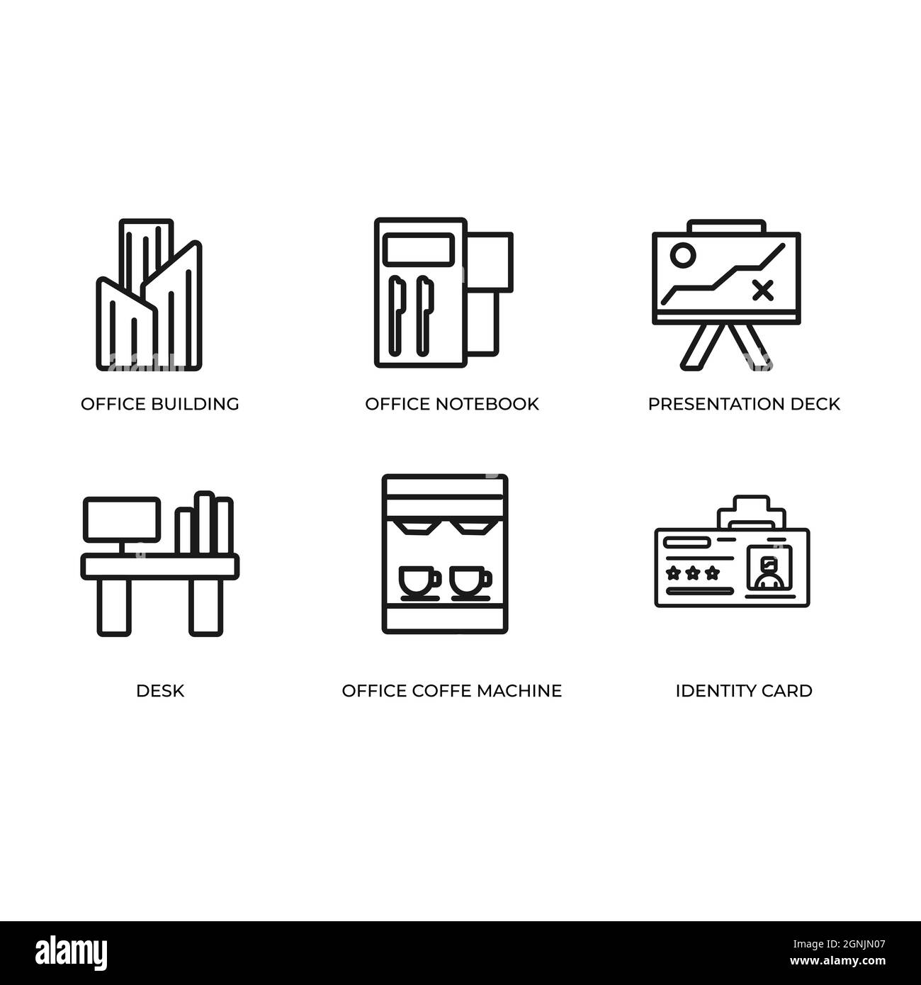Office Line Icon Set Vector Template. Simple Black Line Icons Stock ...