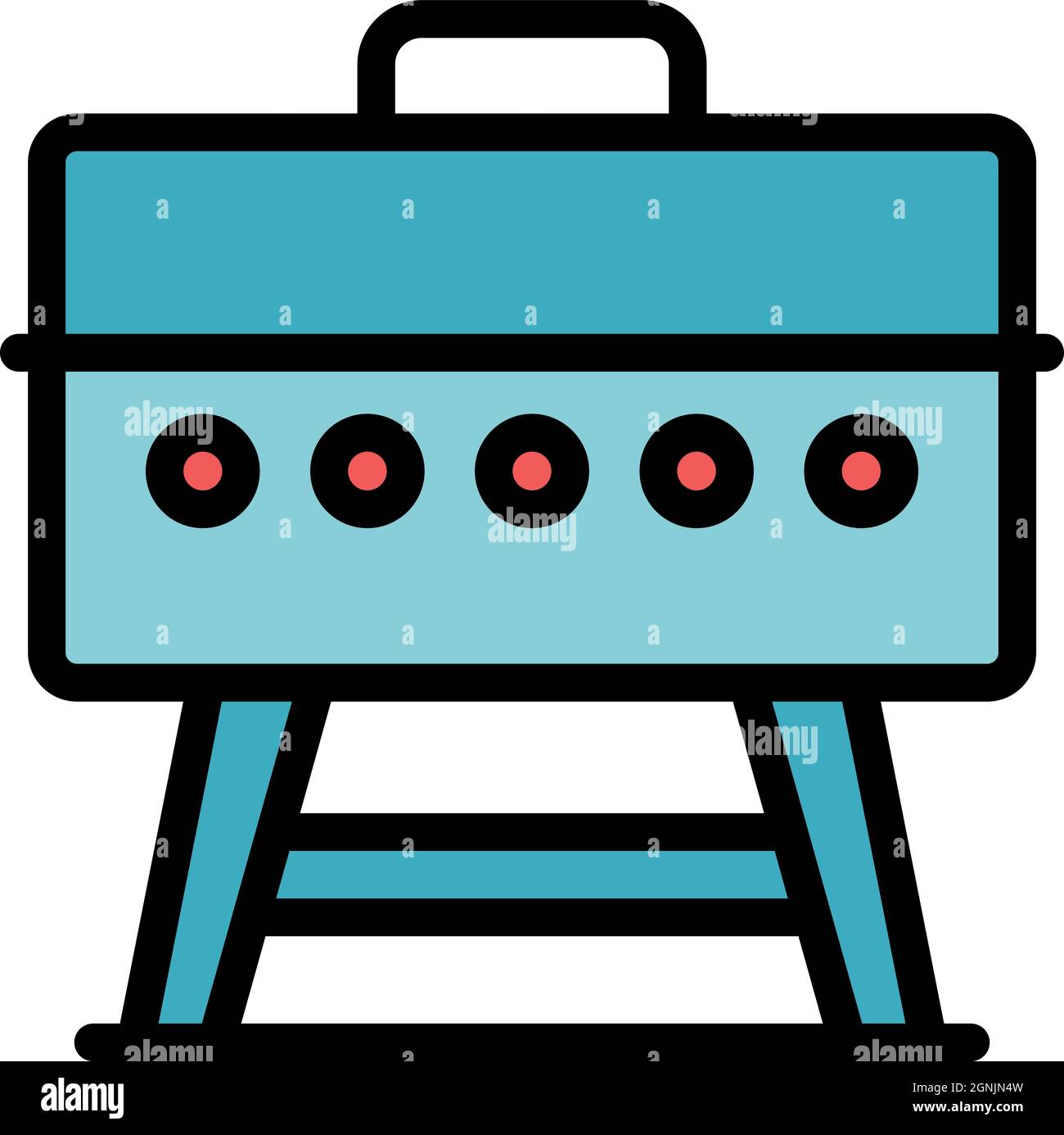 Backyard bbq icon. Outline backyard bbq vector icon color flat isolated ...