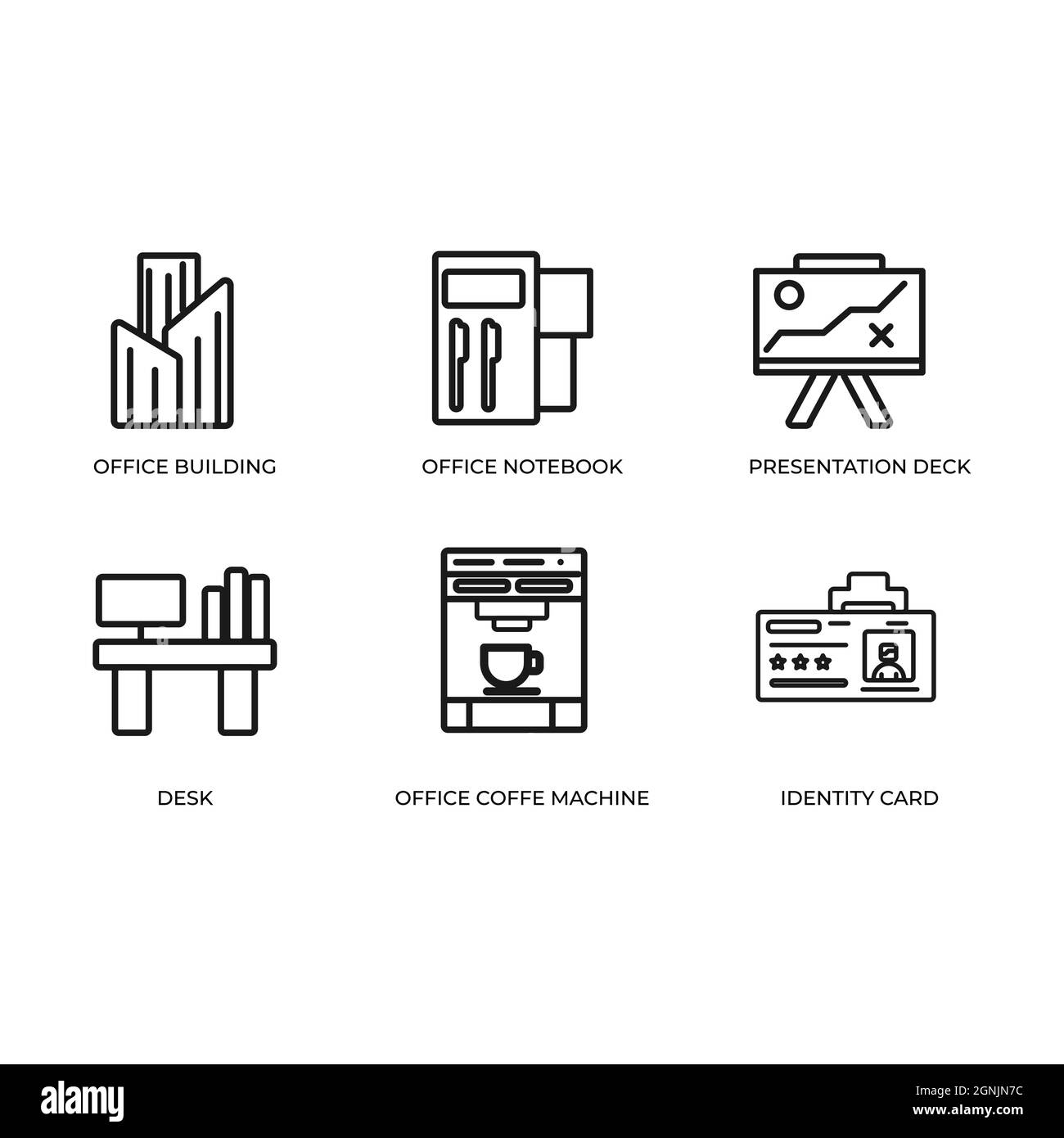 Office Line Icon Set Vector Template. Simple Black Line Icons Stock ...