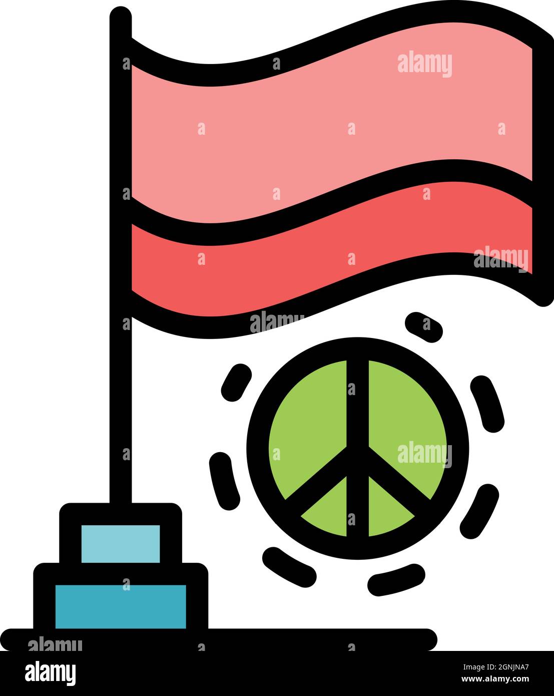 Peace flag icon. Outline peace flag vector icon color flat isolated ...