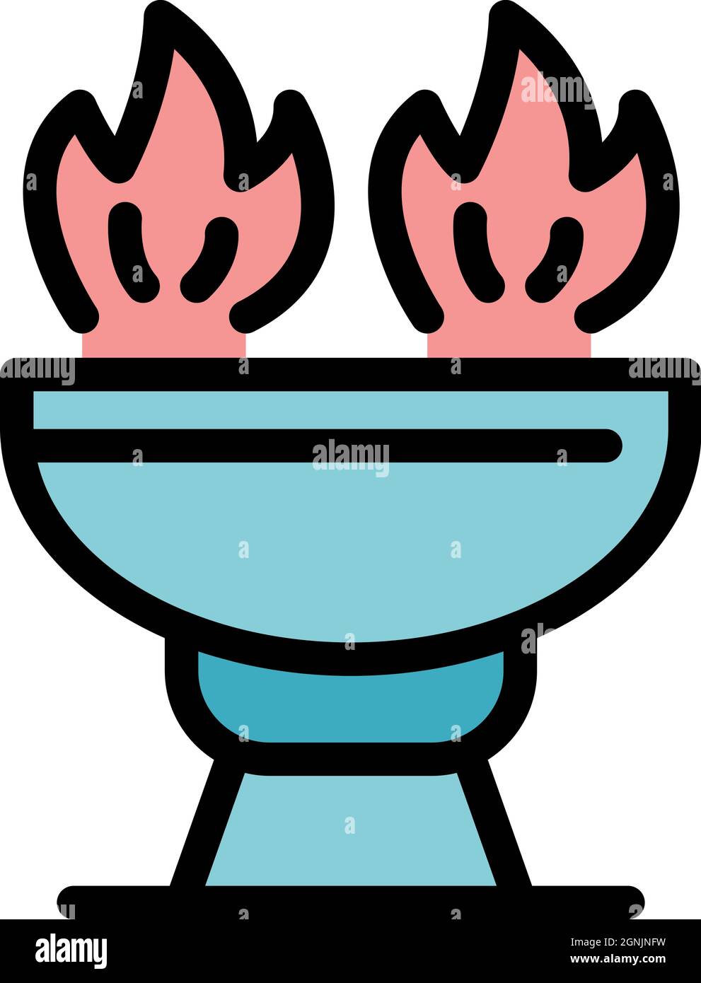 Fire brazier icon. Outline fire brazier vector icon color flat isolated ...
