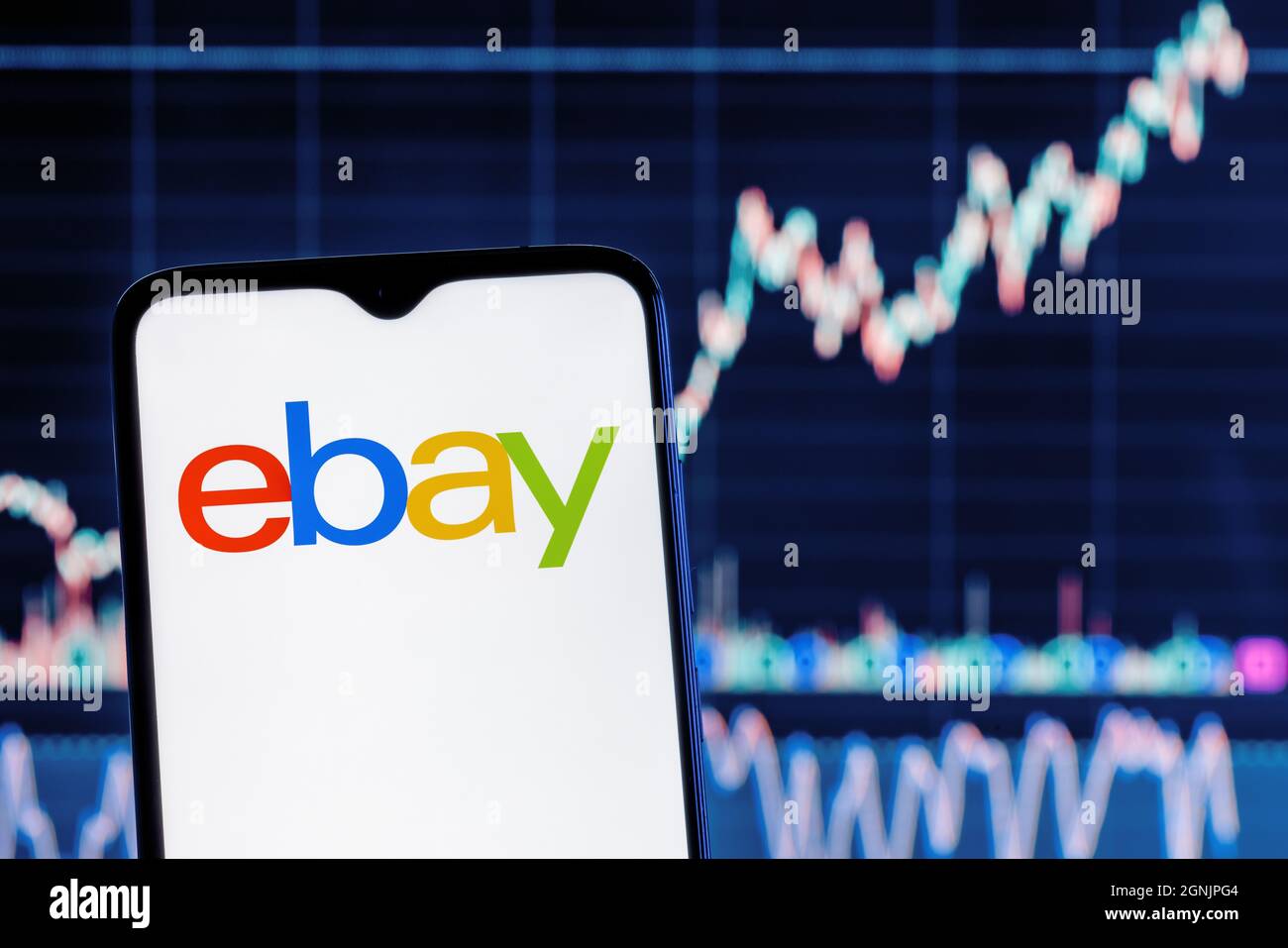 Smartphone with eBay logo on the background of the stock chart Stock ...