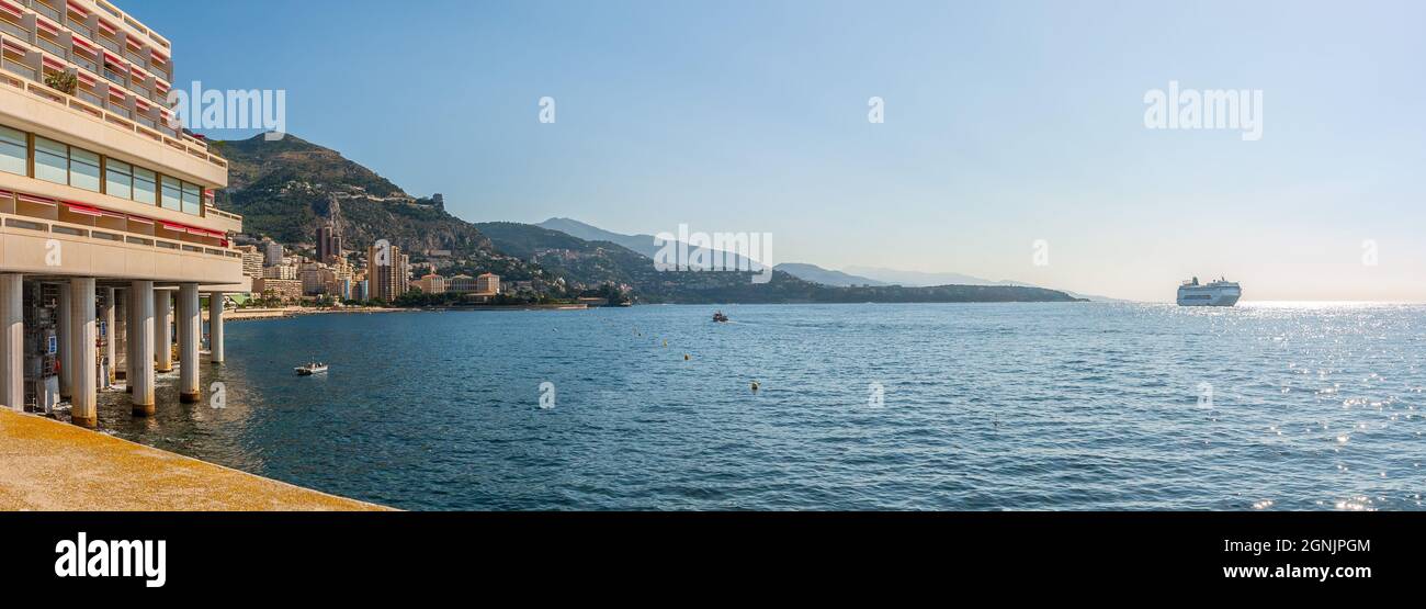 Monaco - July 8 2008: View of Cap Martin from Jetée Lucciana Stock ...