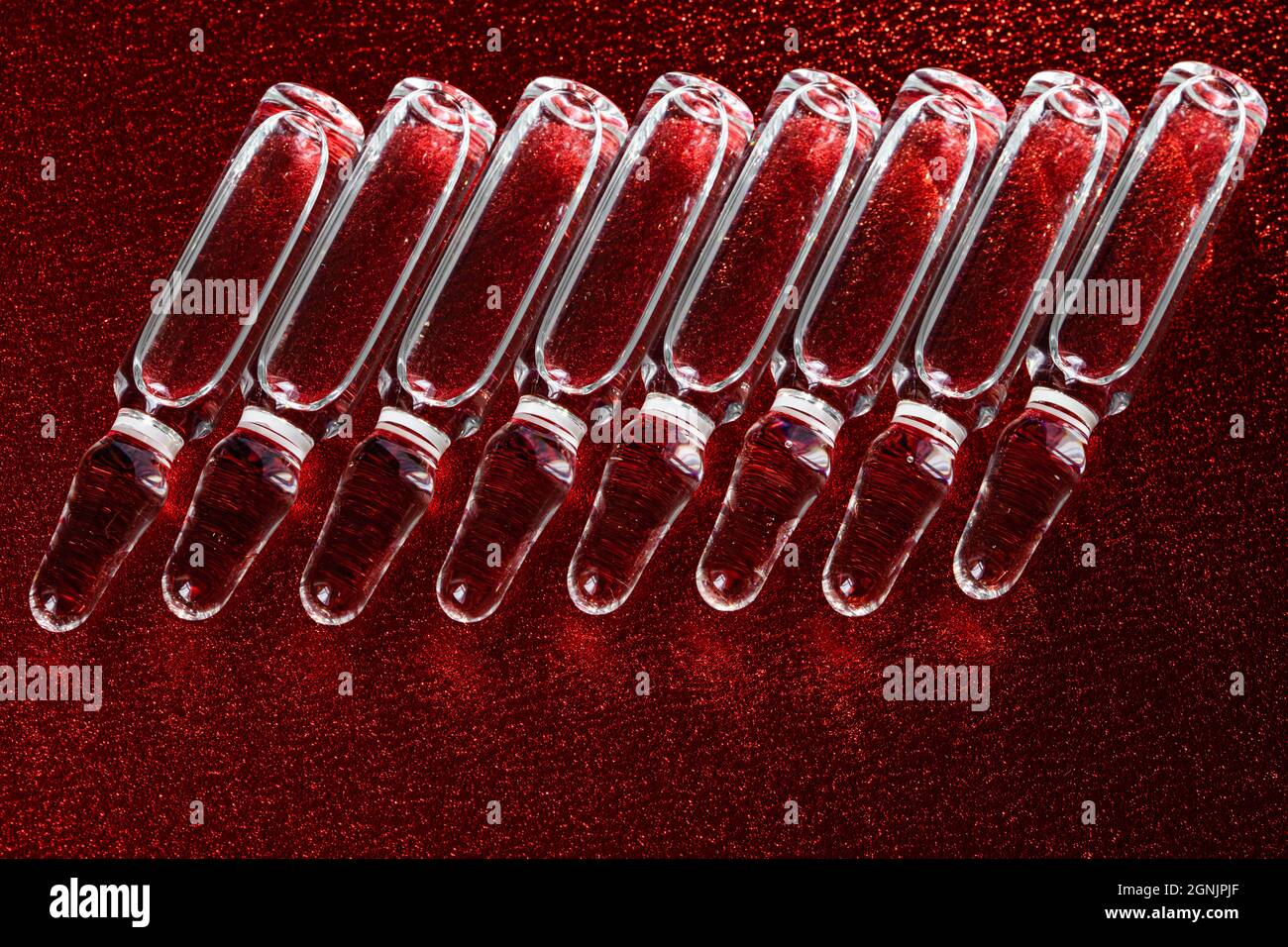 Glass medical ampoules for injection. Ampoules with vaccine, medicine ...