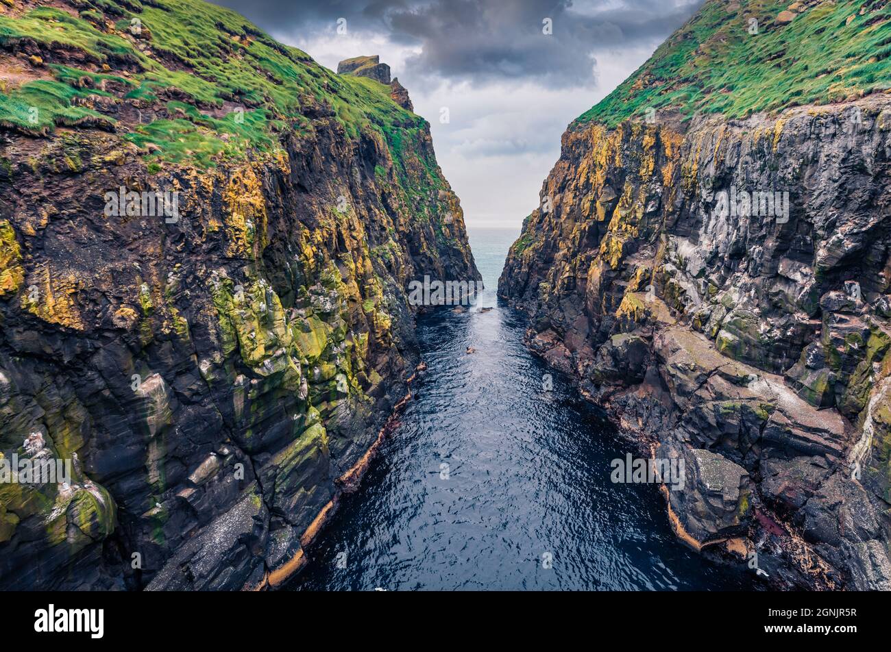 Dramatic summer view from popular tourist destination - Mykines ...