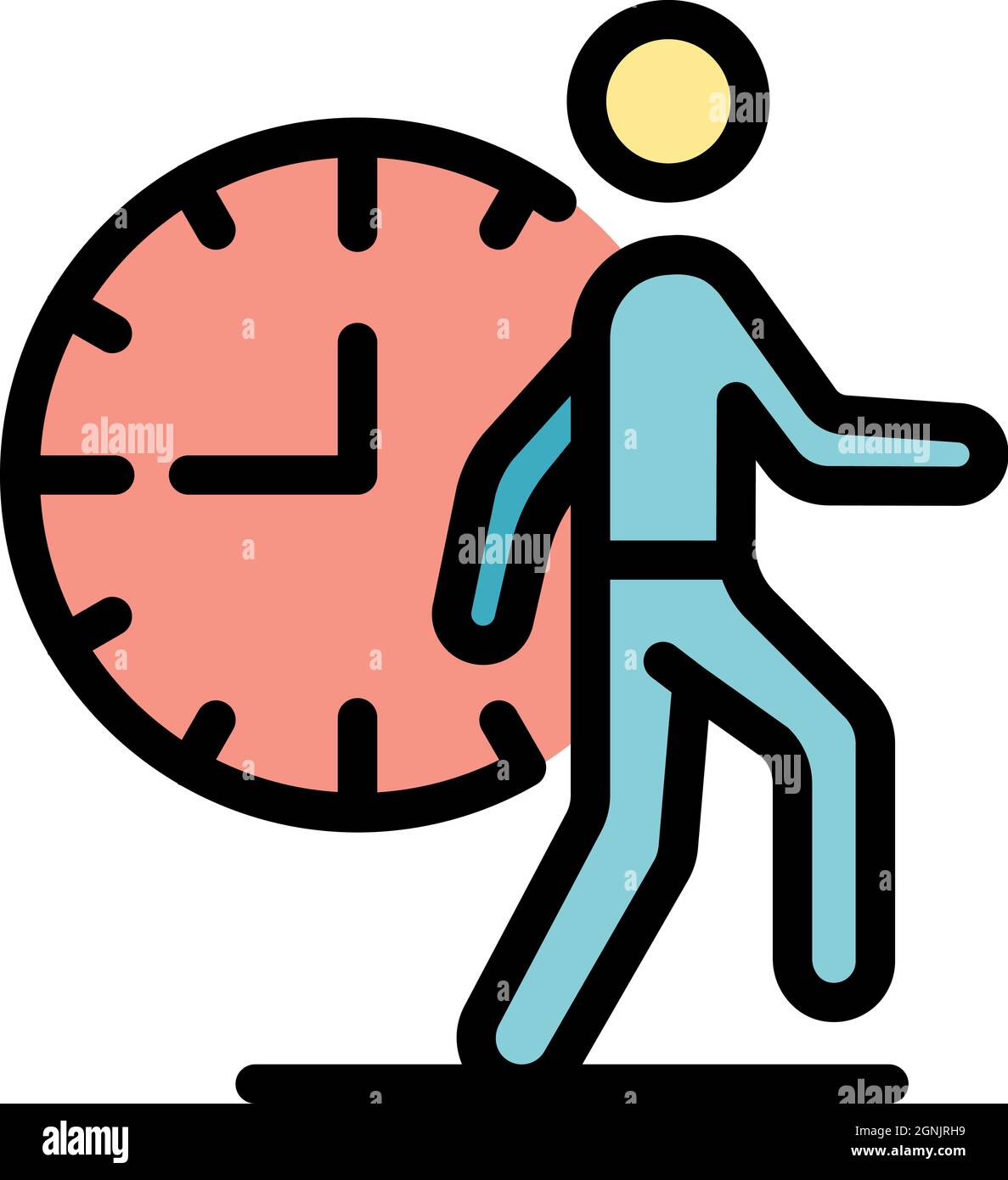 Time and man icon. Outline time and man vector icon color flat isolated ...