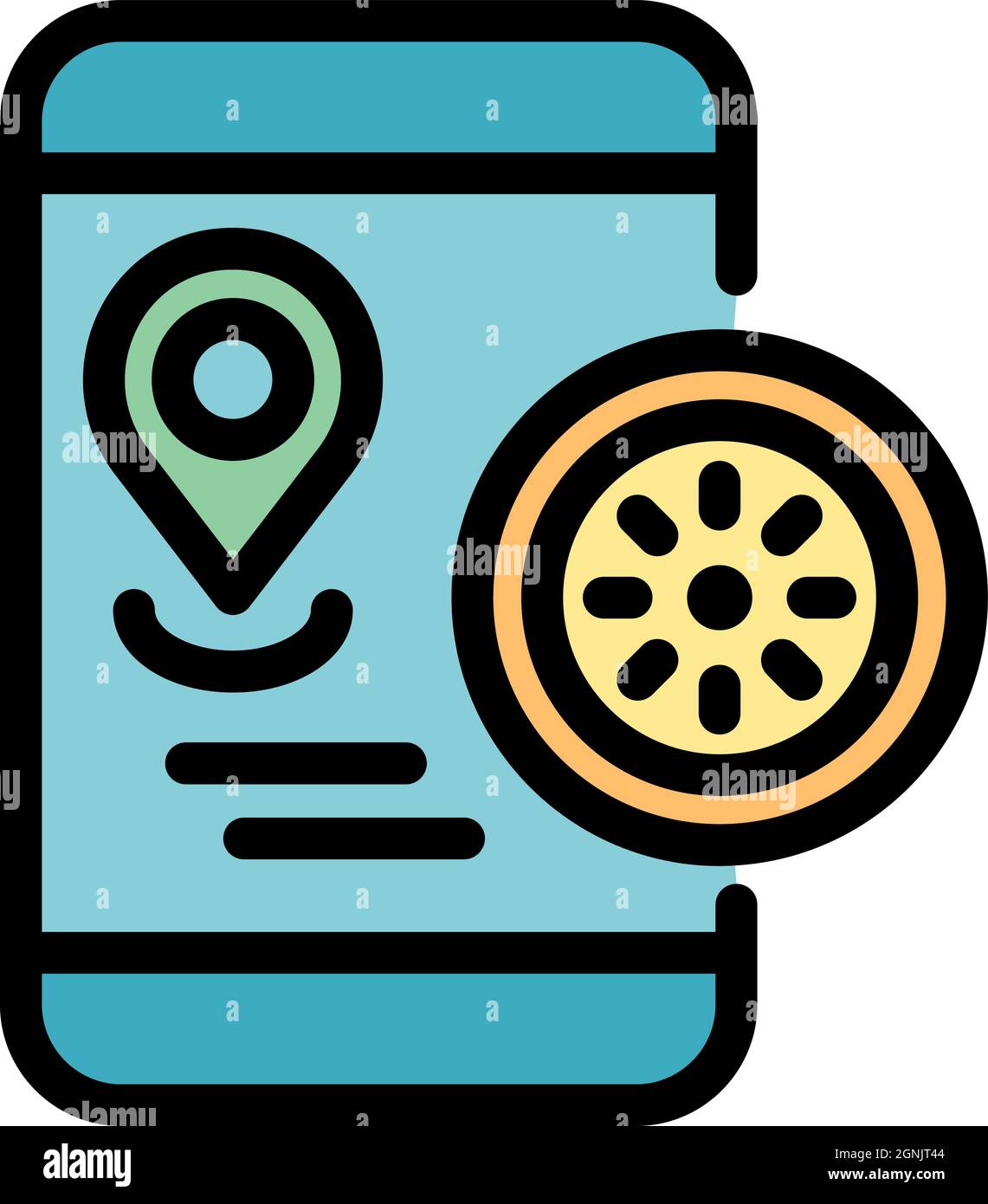Gym location icon. Outline gym location vector icon color flat isolated ...