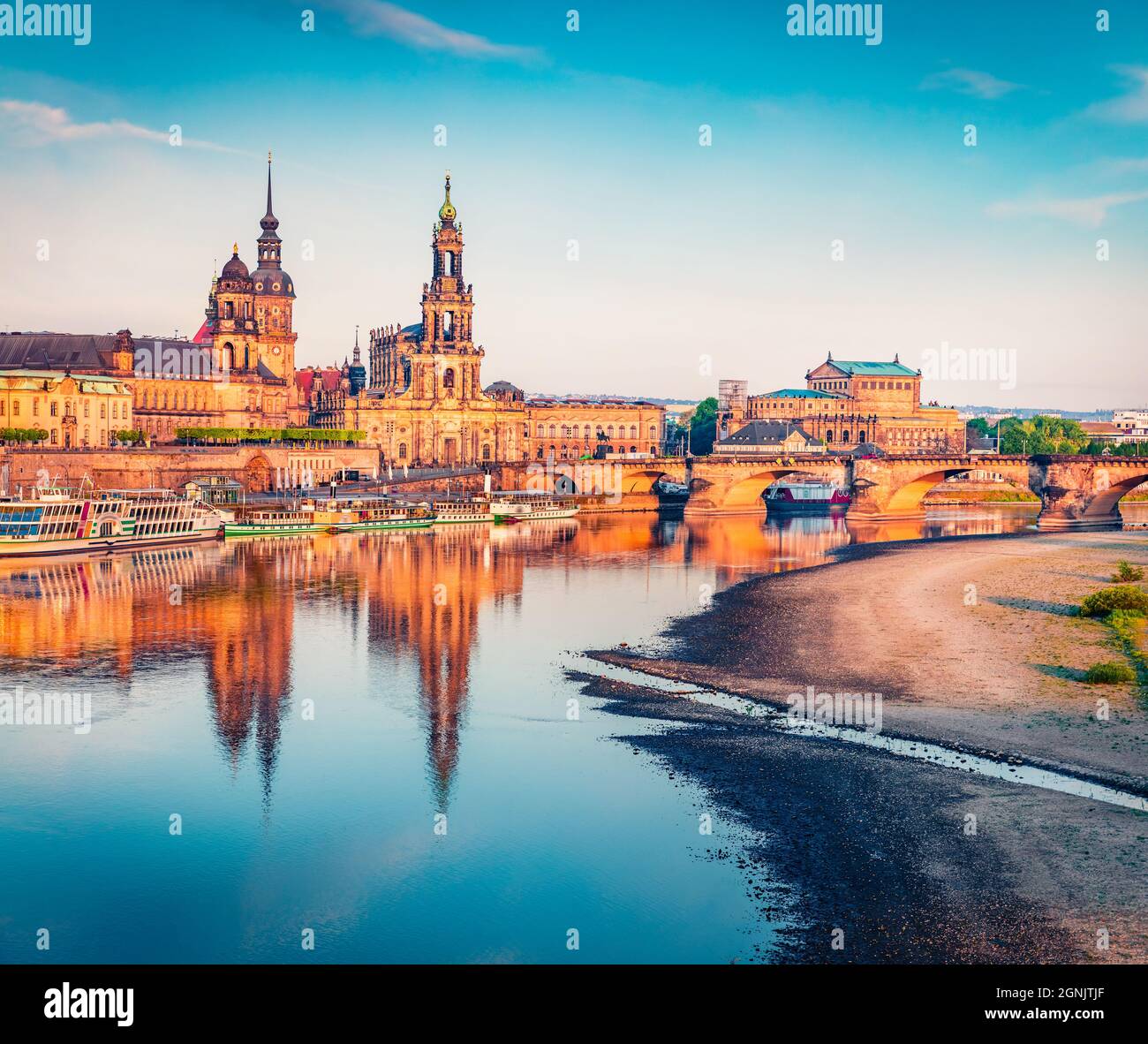 Summer evening scene of Cathedral of the Holy Trinity, Hofkirche ...