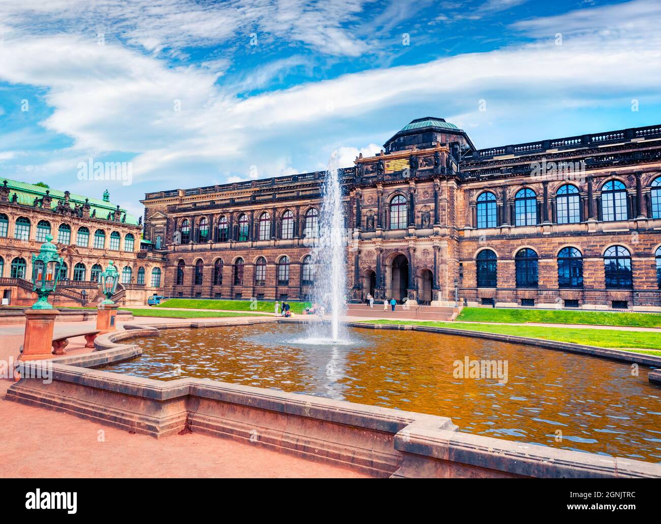 Wonderful summer cityscape of Dresden. Beautiful morning scene of ...