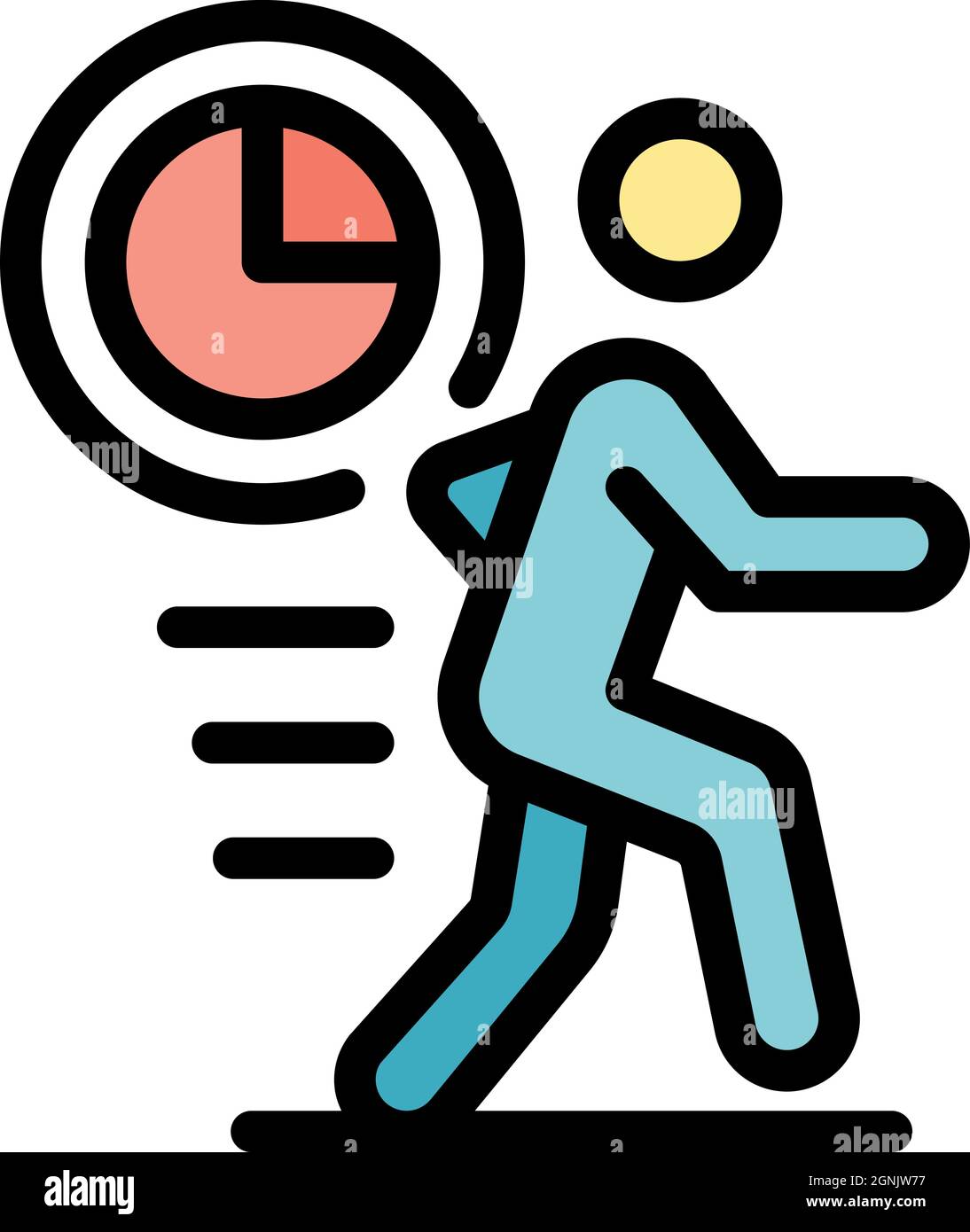 Running on time icon. Outline running on time vector icon color flat ...