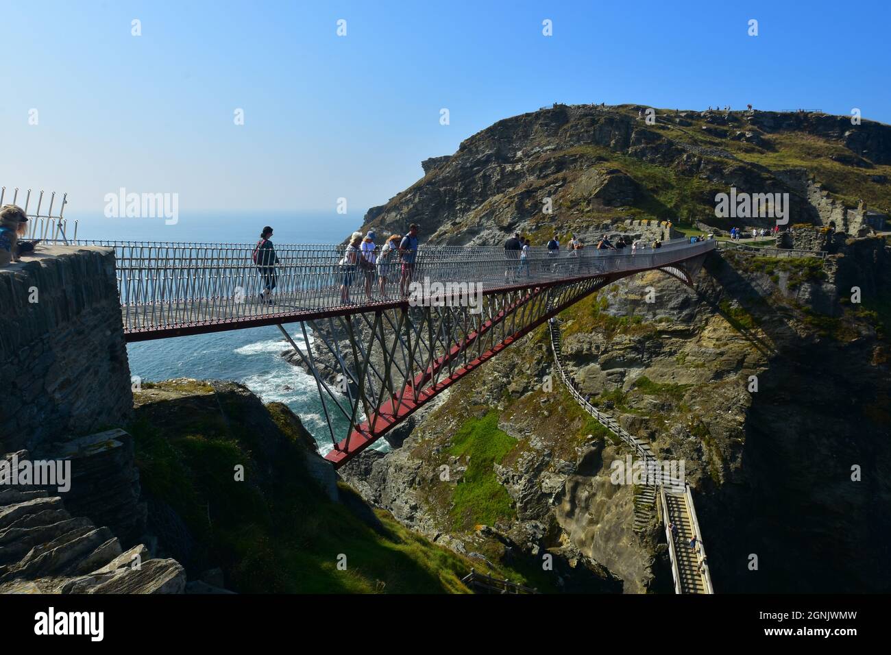 Tintagel Castle bridge, Cornwall, UK Stock Photo - Alamy