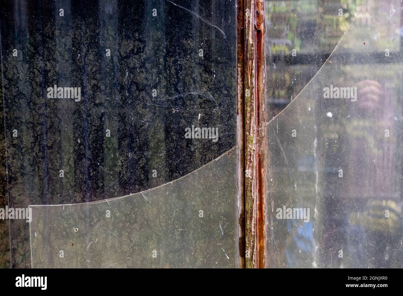 Broken Glass Window Close Up On A Garden Shed With No People Stock ...