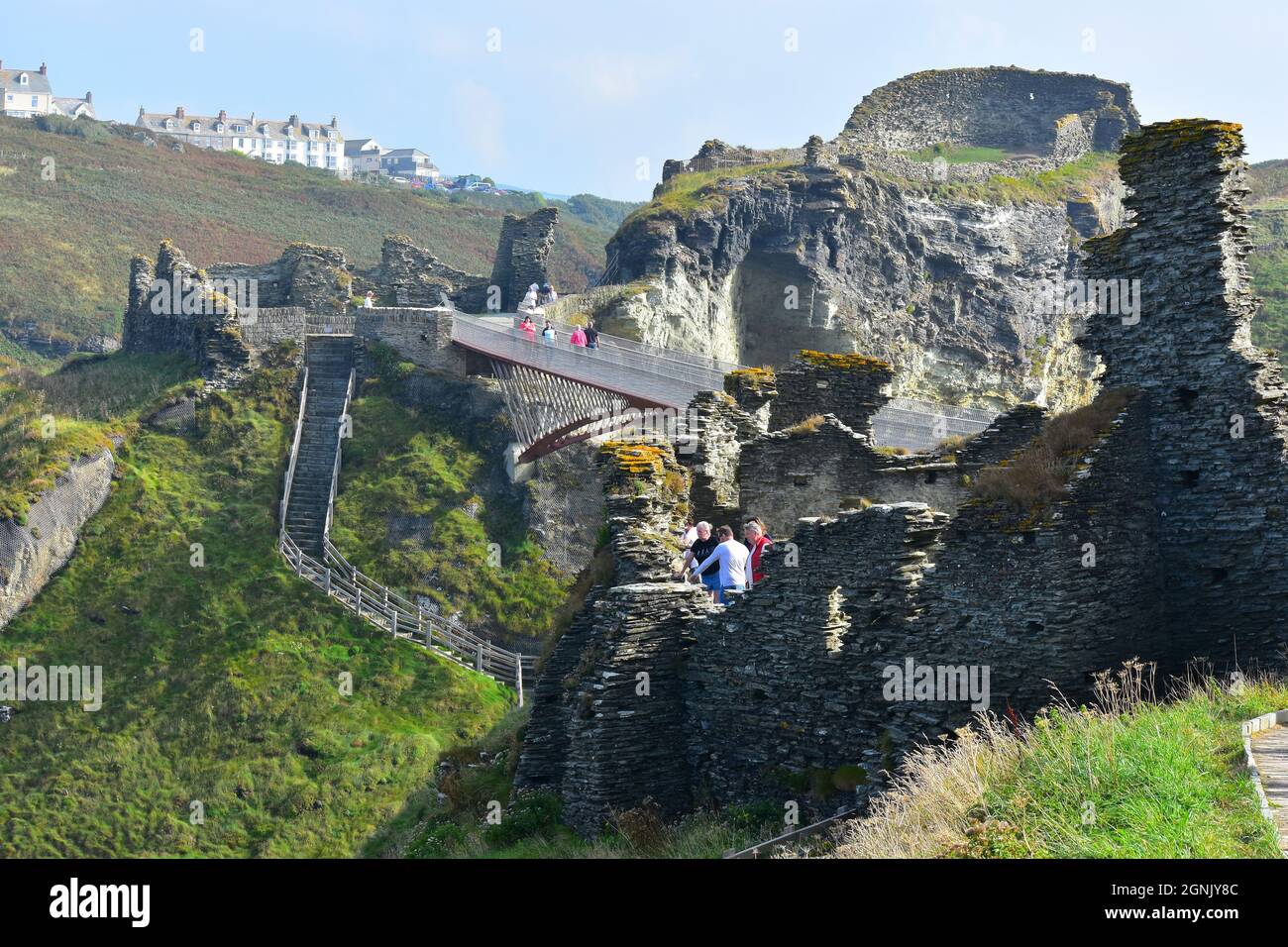 Tintagel Castle bridge, Cornwall, UK Stock Photo - Alamy
