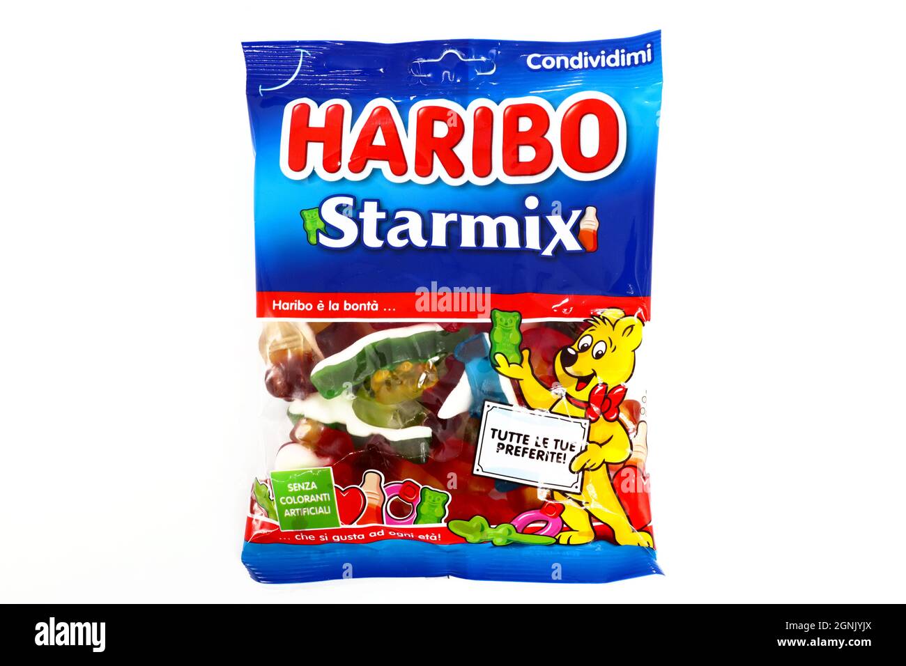 Haribo Candies package on white background. Haribo is a German ...