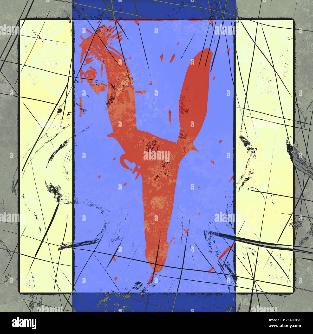 Monogram of uppercase character Y , grunge poster Stock Photo - Alamy