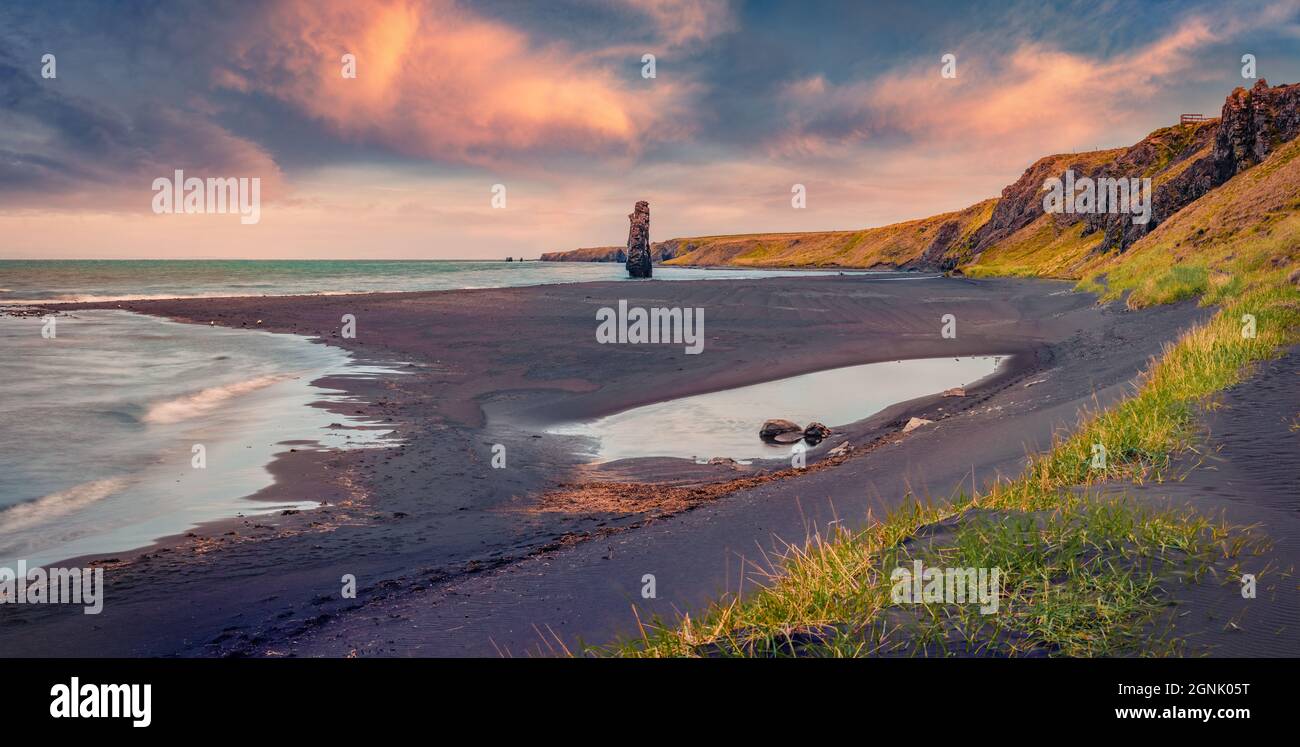 Attractive summer seascape of Atlantic ocean with popular tourist ...
