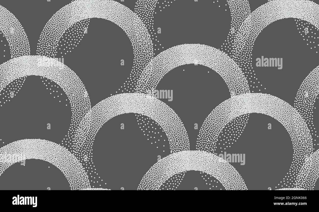 Stipple seamless pattern in retro style on grey background. Vector ...