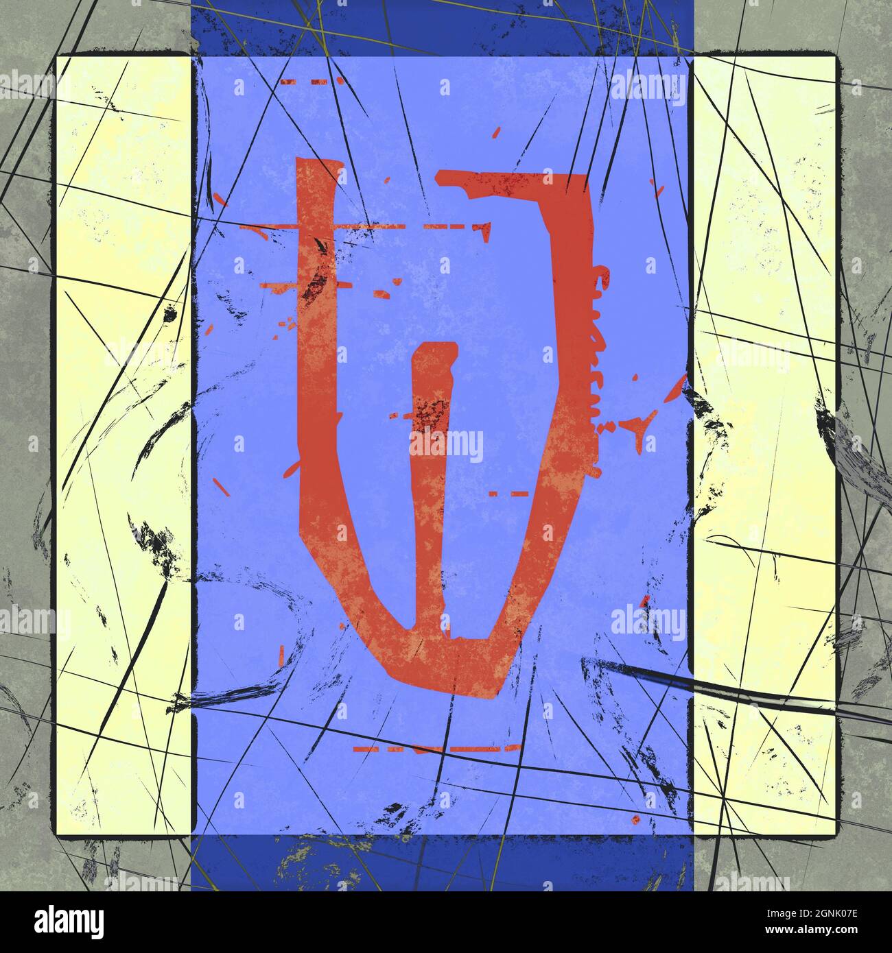 Monogram of uppercase character W , grunge poster Stock Photo - Alamy