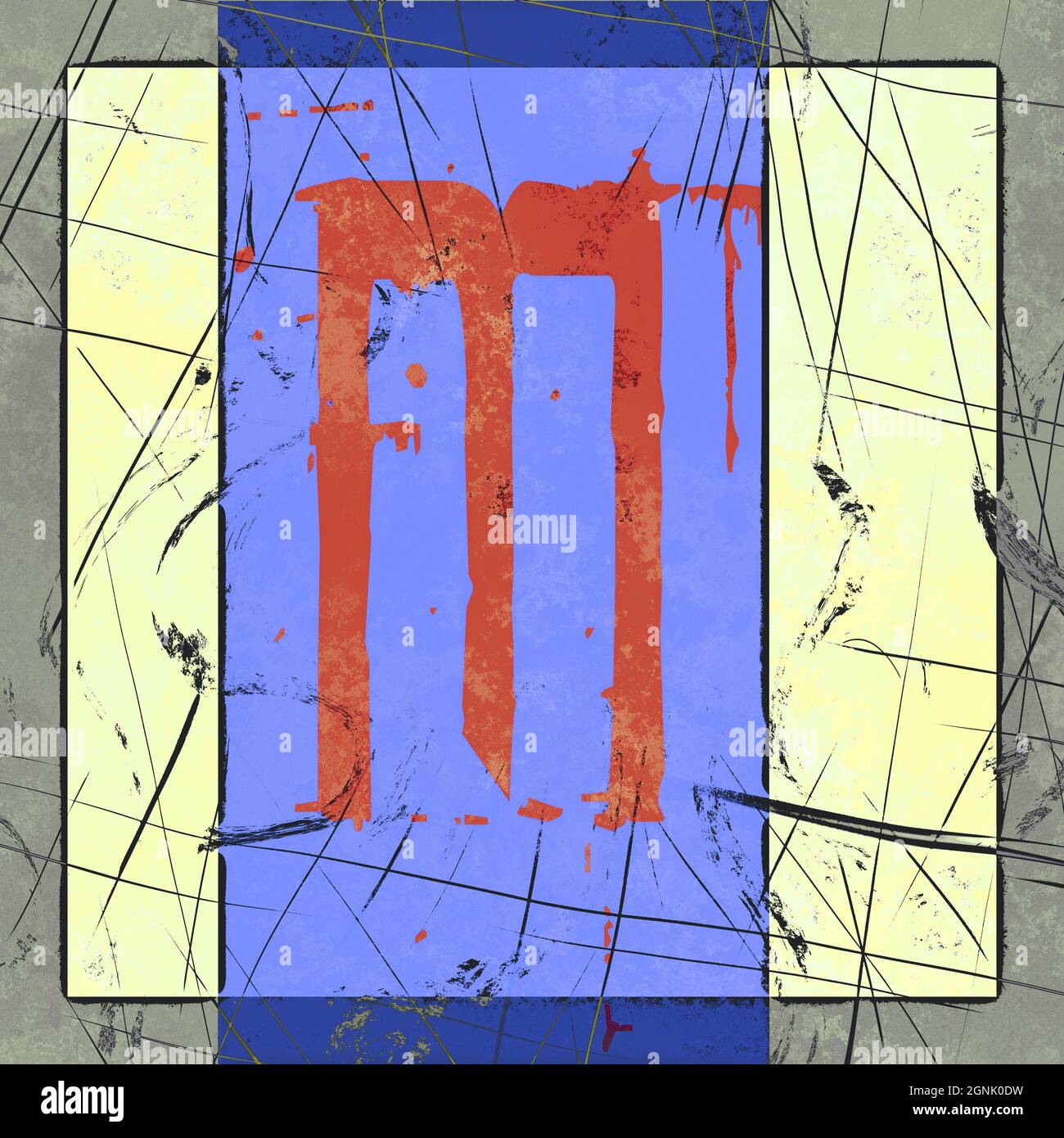 Monogram of uppercase character M , grunge poster Stock Photo - Alamy