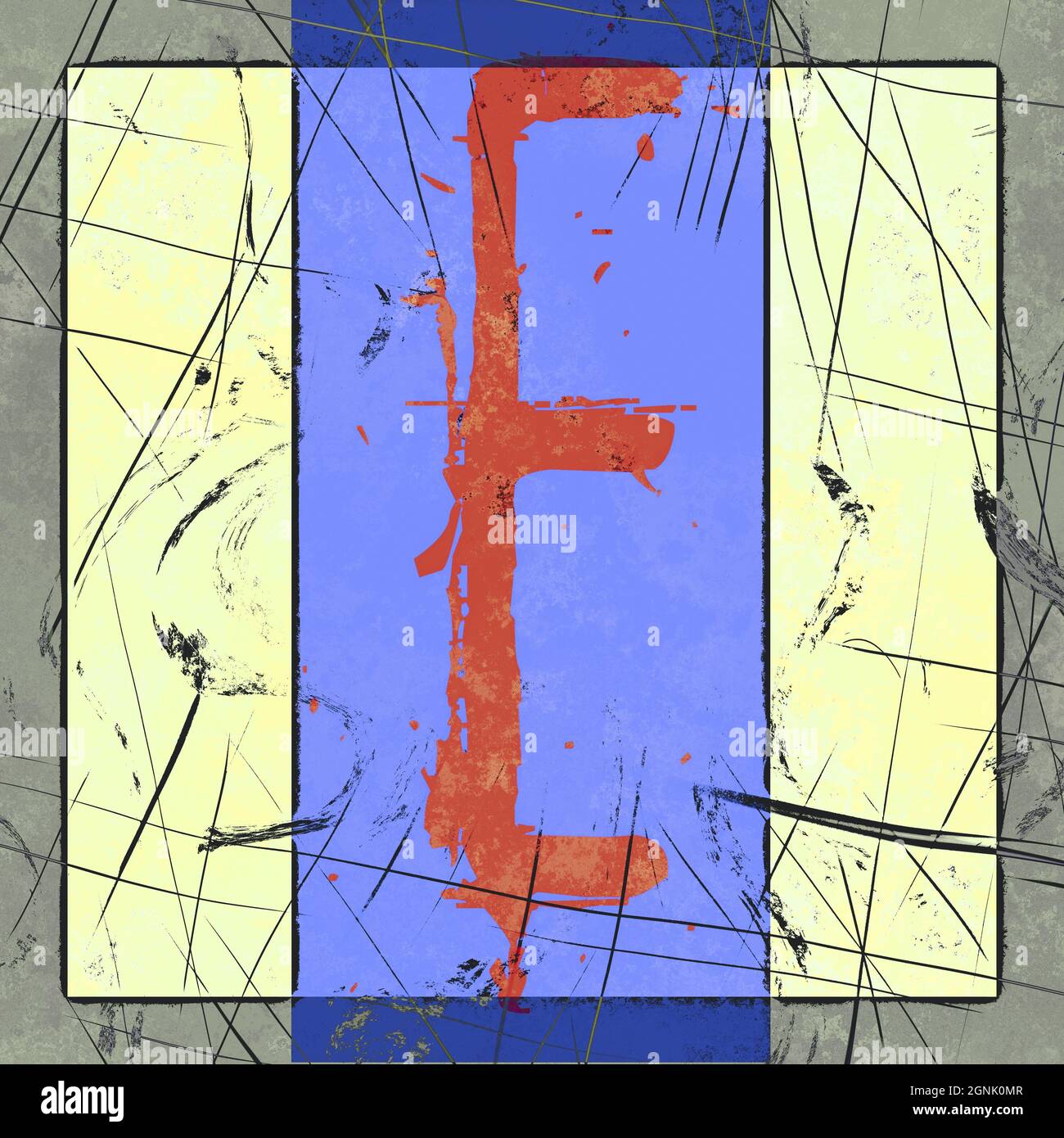 Monogram of uppercase character E , grunge poster Stock Photo - Alamy