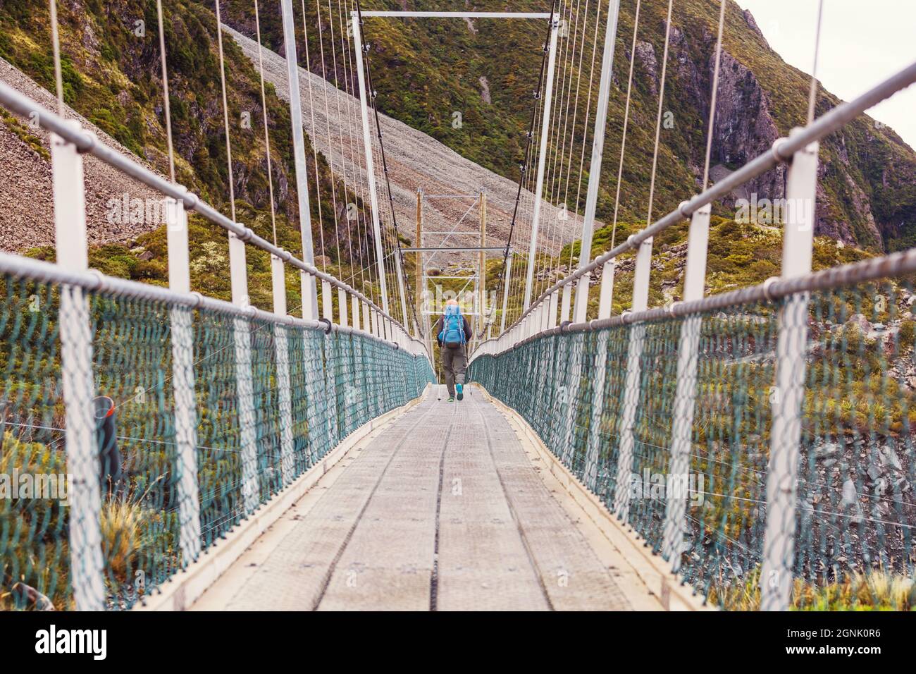 Bridge to the mountain in Mt. Cook National Park, New Zealand Stock ...