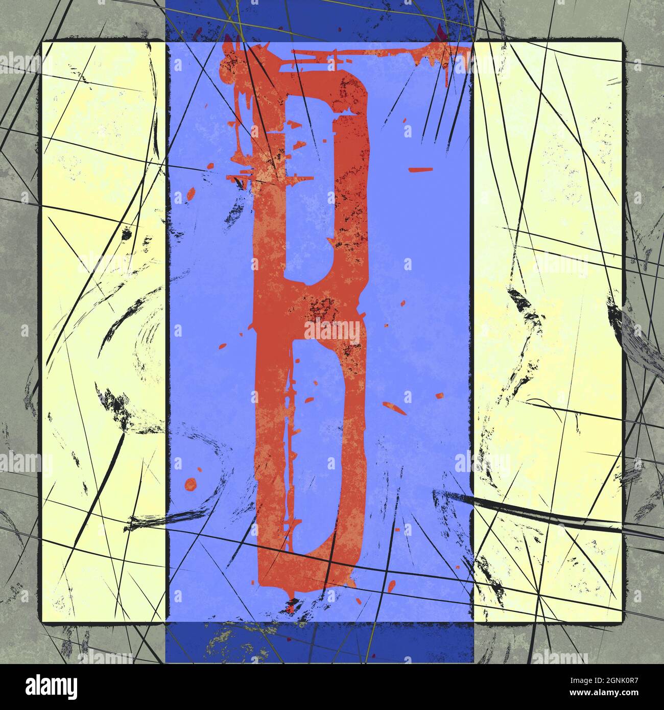 Monogram of uppercase character B , grunge poster Stock Photo - Alamy