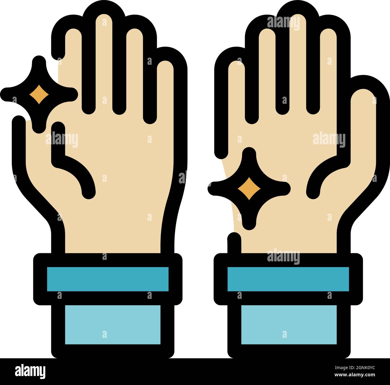 Shiny clean hands icon. Outline shiny clean hands vector icon color ...