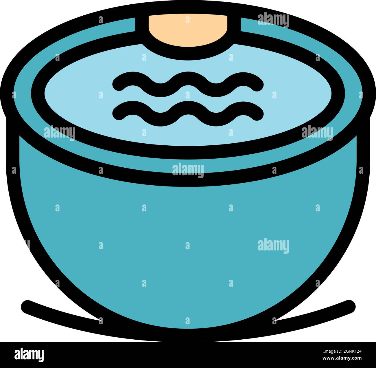 Round bathtub icon. Outline round bathtub vector icon color flat ...