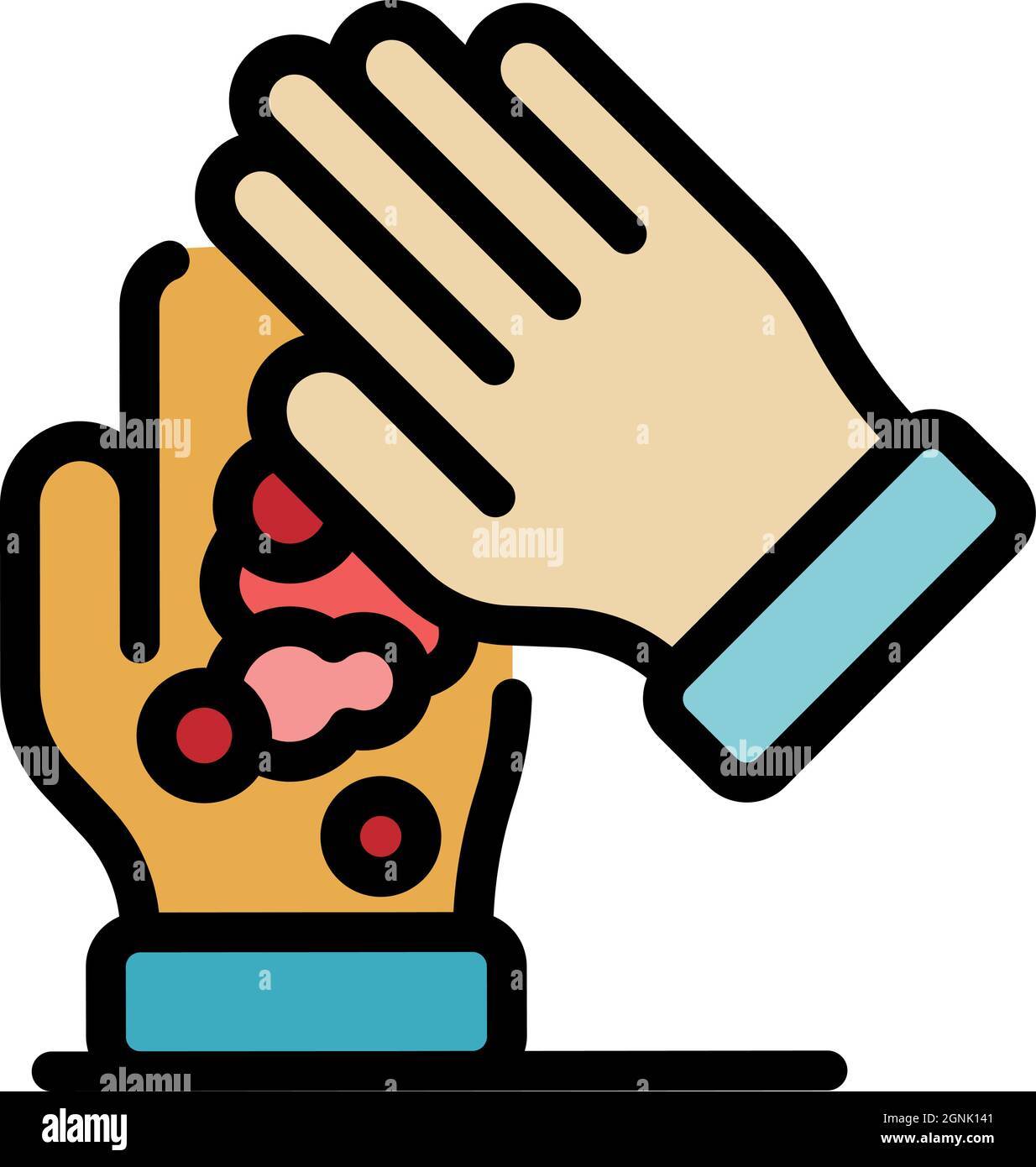 Foam hands icon. Outline foam hands vector icon color flat isolated ...