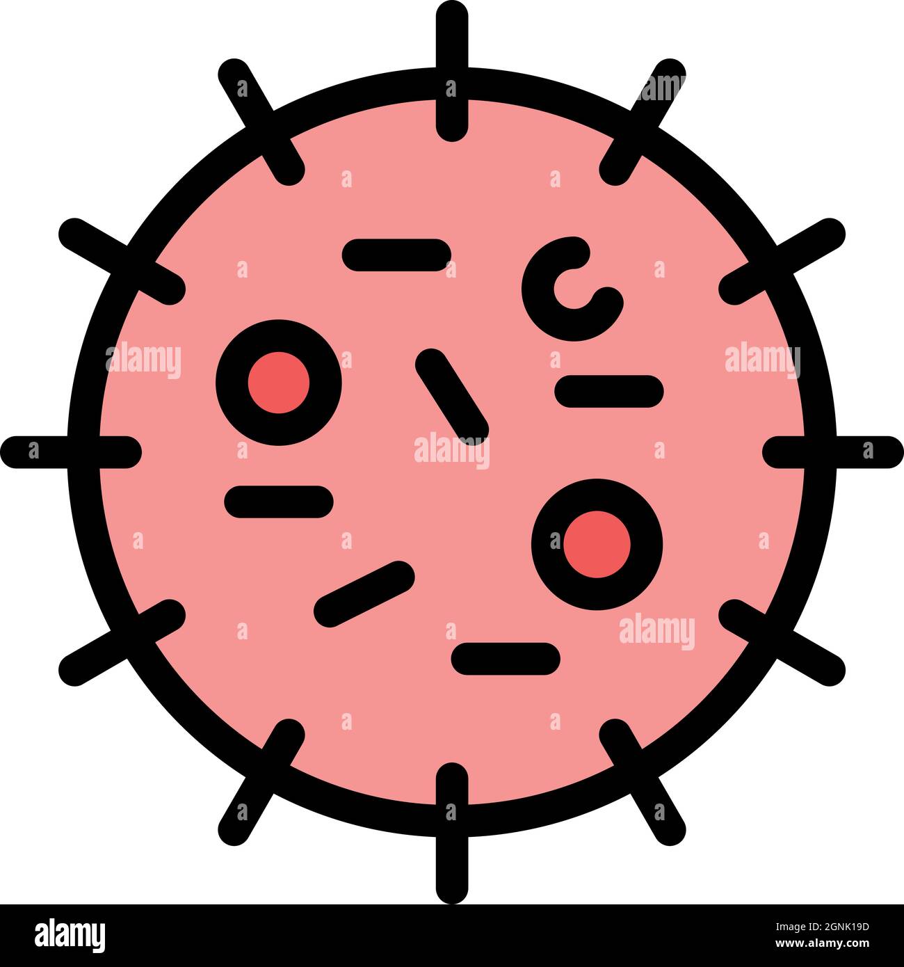 Virus cell icon. Outline virus cell vector icon color flat isolated ...
