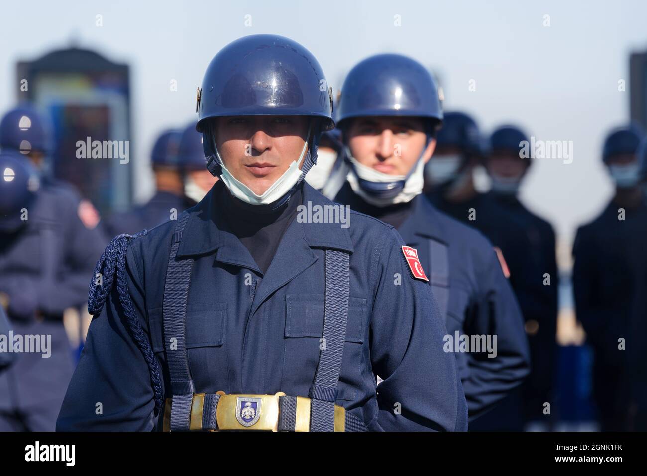 Izmir, Turkey - August 30, 2021. Turkish Airforce Soldiers with helmets ...