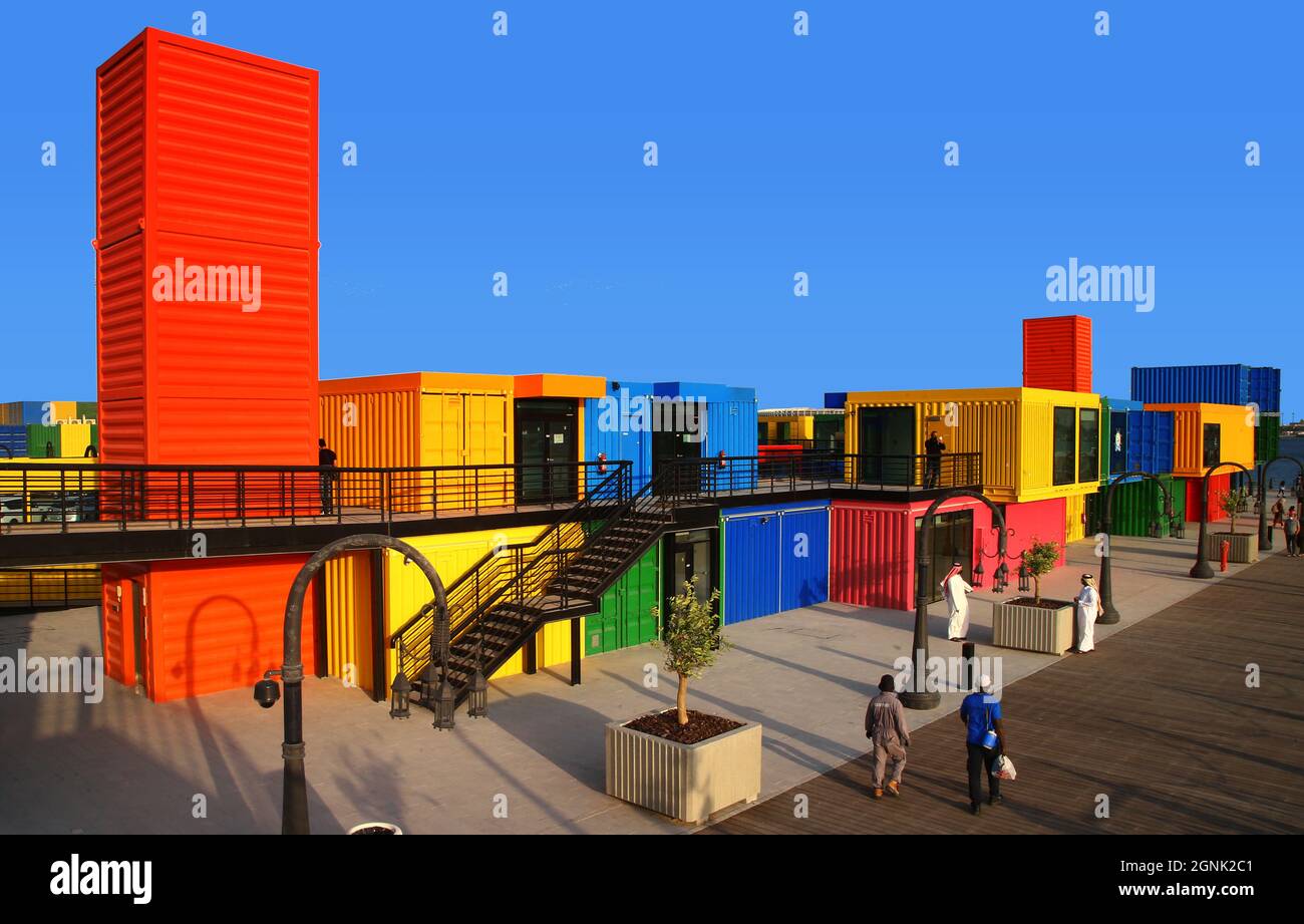 Box Park in Qatar - Container shops Qatar Stock Photo - Alamy