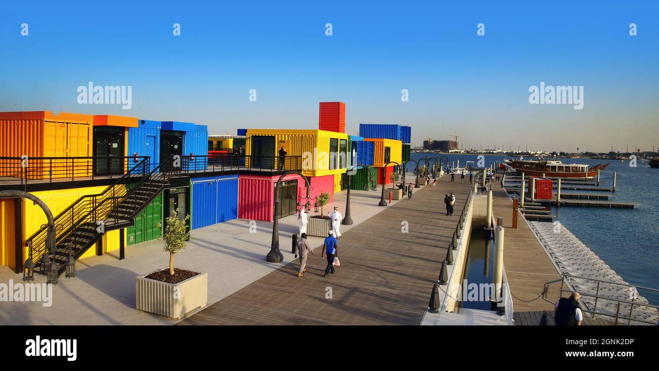 Box Park in Qatar - Container shops Qatar Stock Photo - Alamy