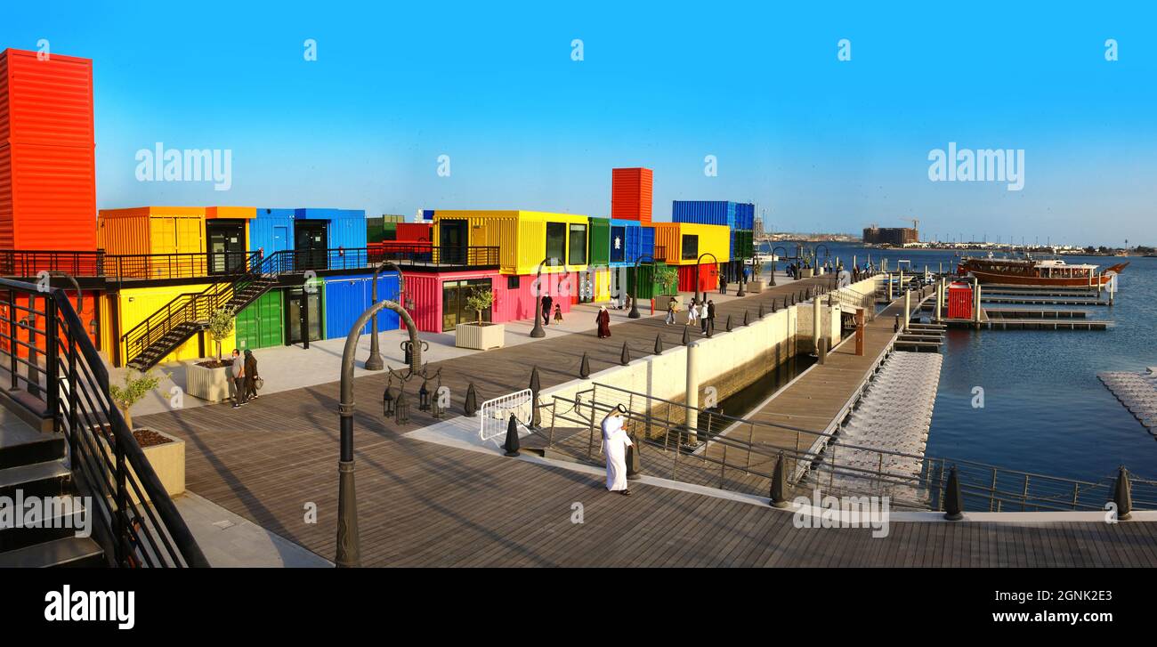 Box Park in Qatar - Container shops Qatar Stock Photo - Alamy