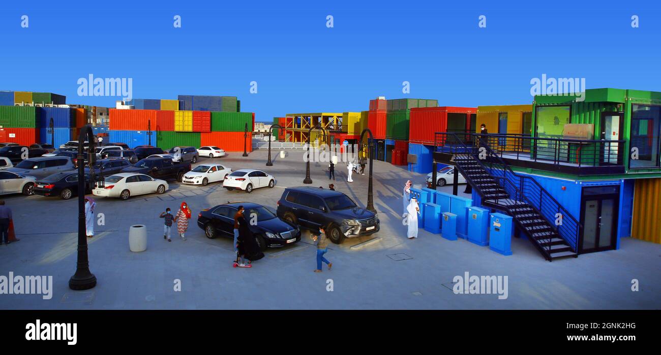 Box Park in Qatar - Container shops Qatar Stock Photo - Alamy