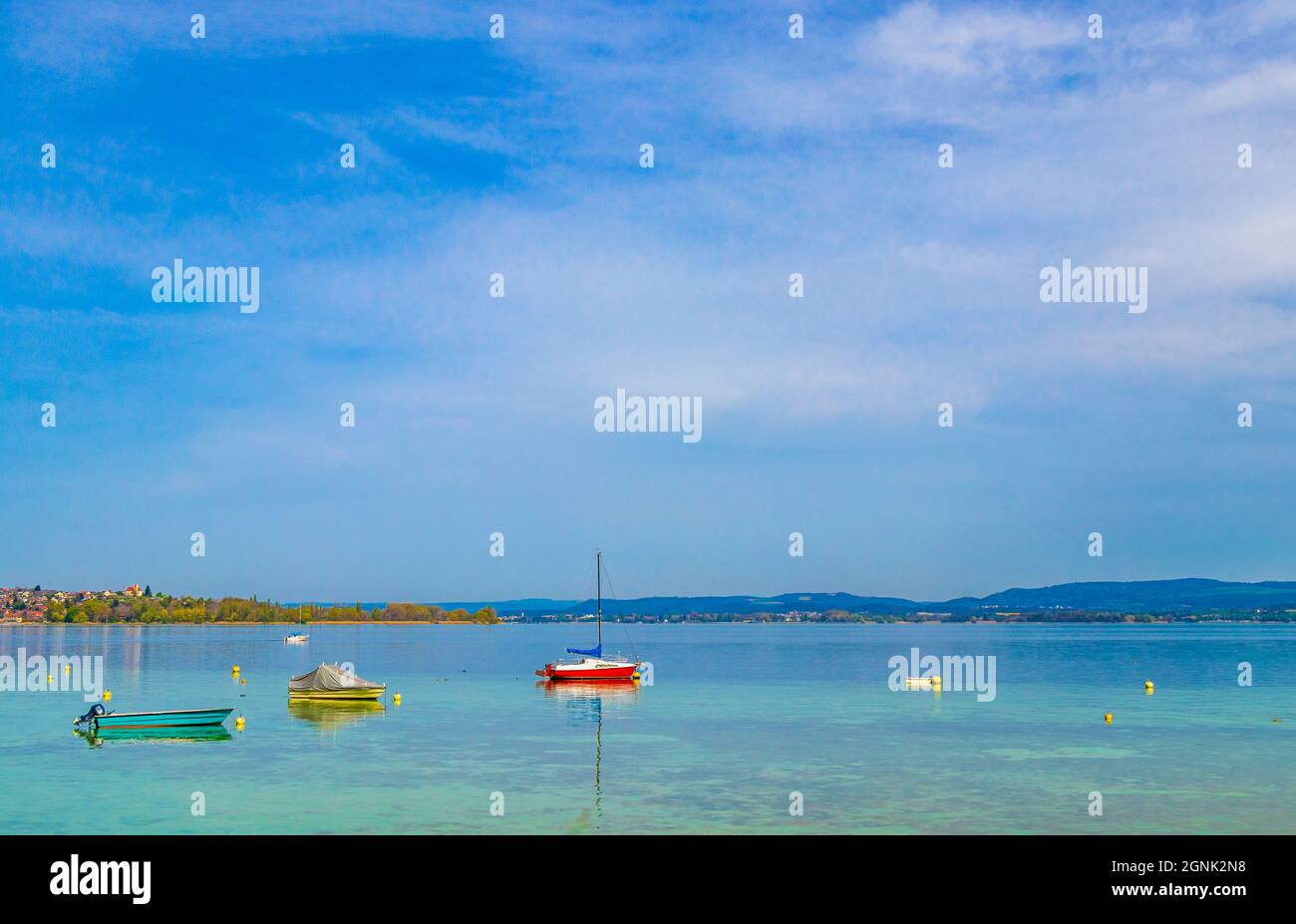 Lake Constance Bodensee landscape panorama from the Seeburgpark in ...