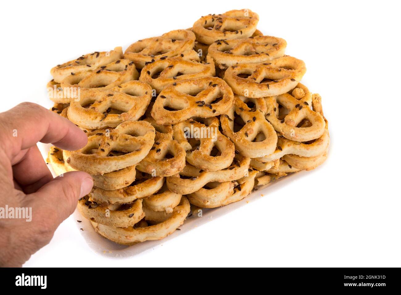 Stack of homemade salty pastry on a white Stock Photo - Alamy