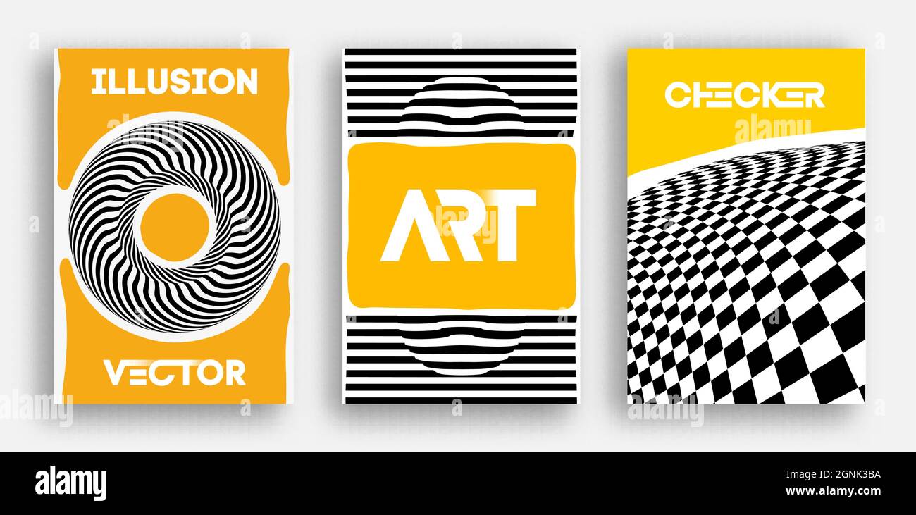 Vector Poster Set. Psychedelic pattern background optical illusion ...