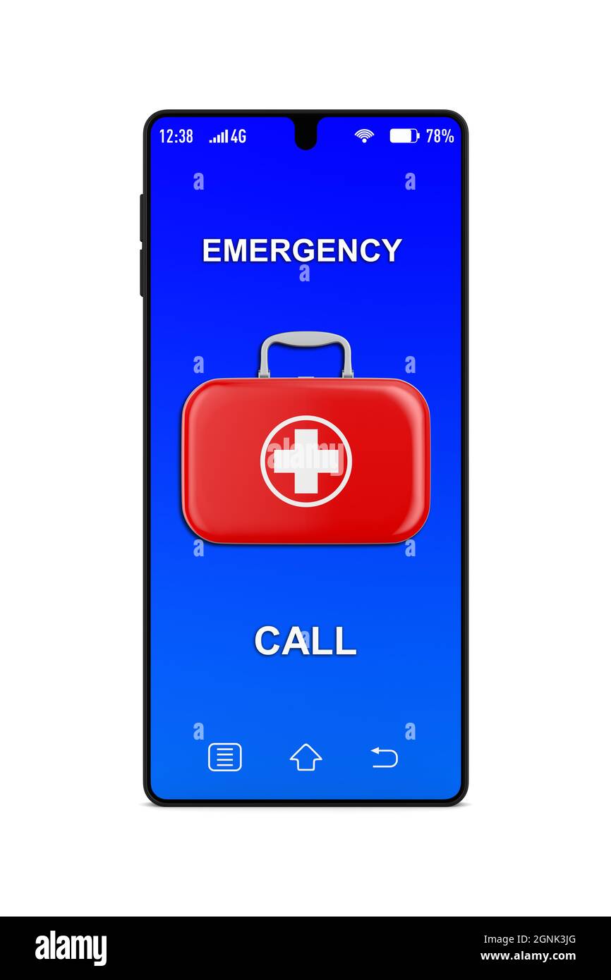 first aid kit and phone on white background. Isolated 3d illustration ...