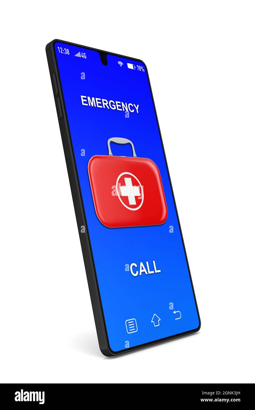 first aid kit and phone on white background. Isolated 3d illustration ...