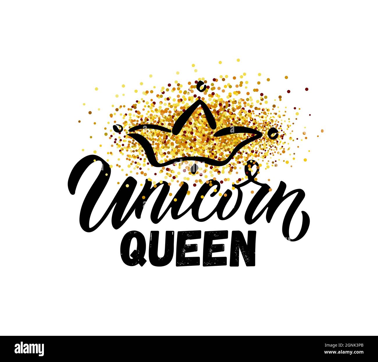 Hand sketched unicorn queen vector illustration with lettering ...