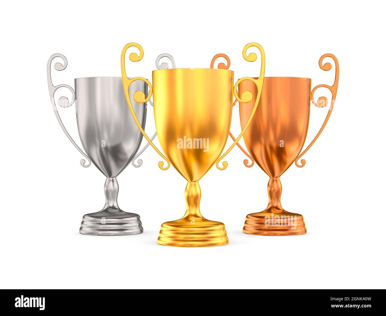 trophy cups on white background. Isolated 3d illustration Stock Photo ...
