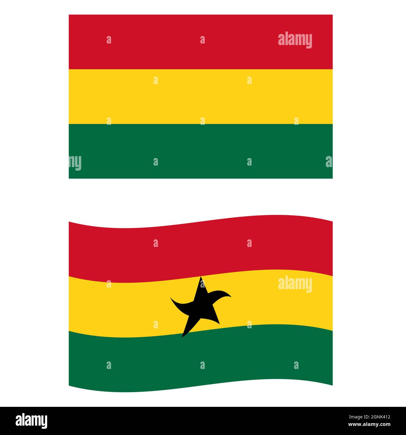 Ghana Flag on white background. Waving flag of Ghana Sign. Ghana Ghanan ...